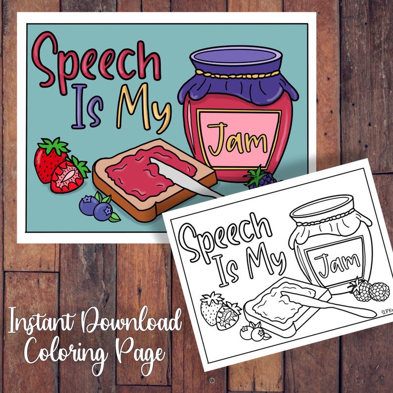 Speech is My Jam Coloring Page-instant DOWNLOAD - Etsy