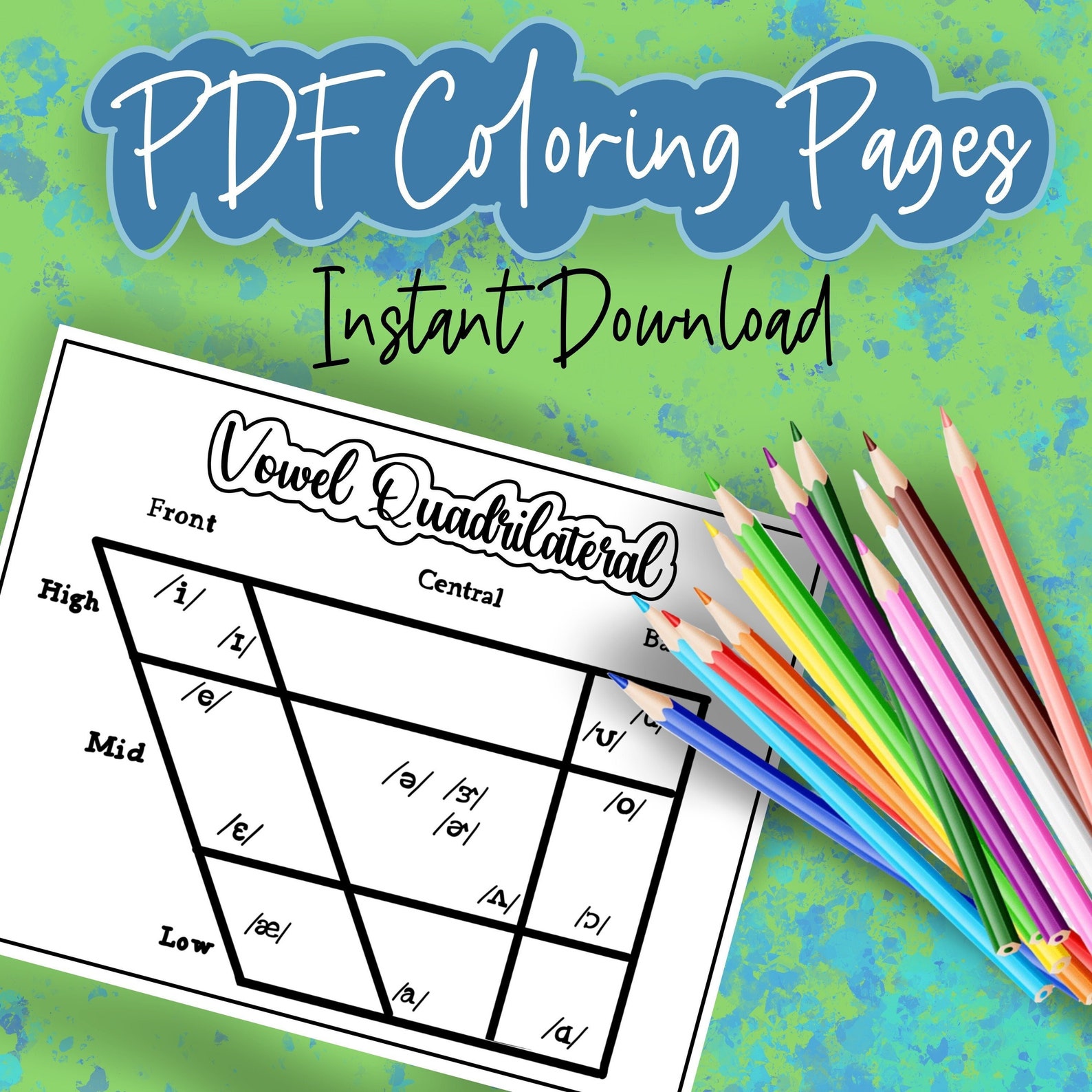 Vowel Quadrilateral Coloring Page - Etsy