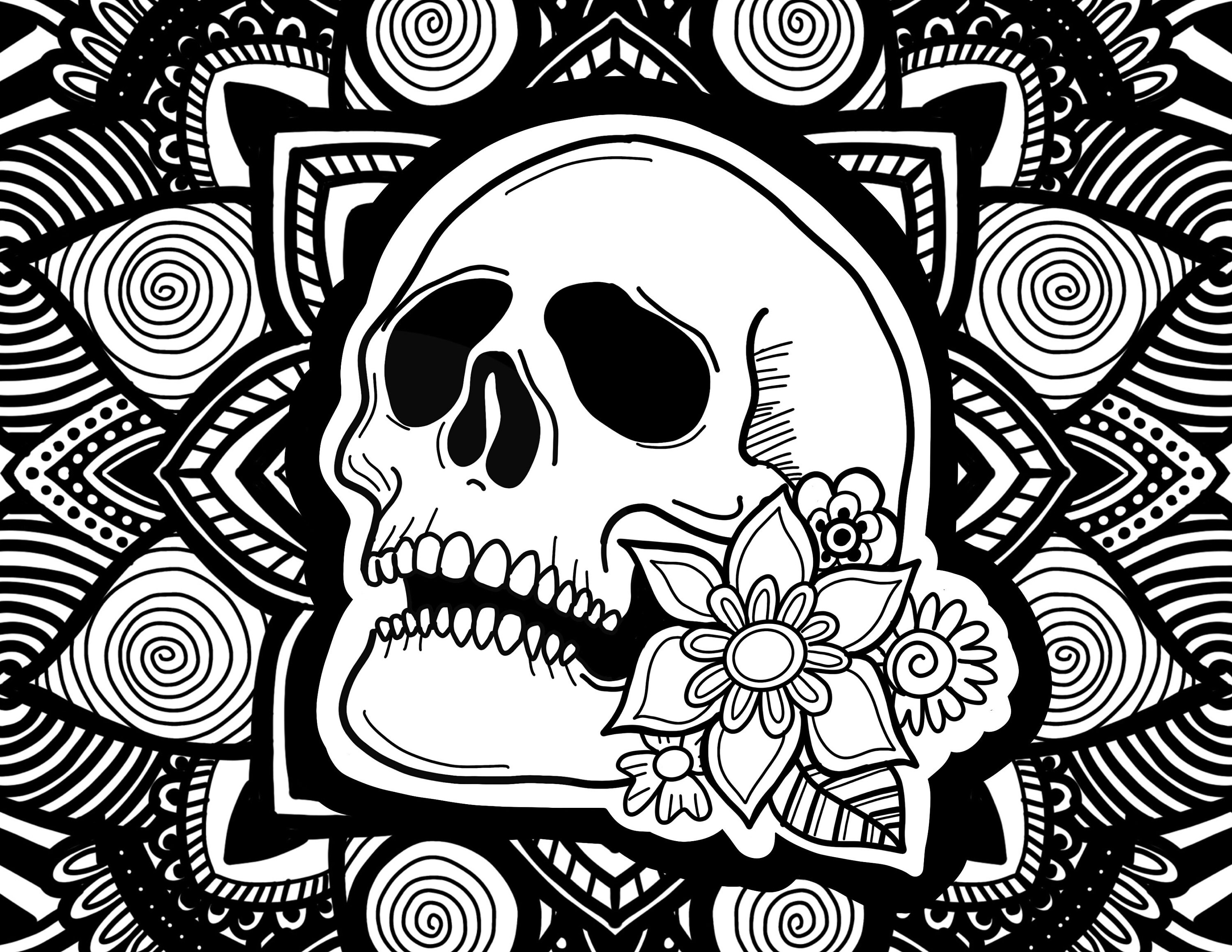 Skull and Brain Zentangle Coloring Pages - Etsy