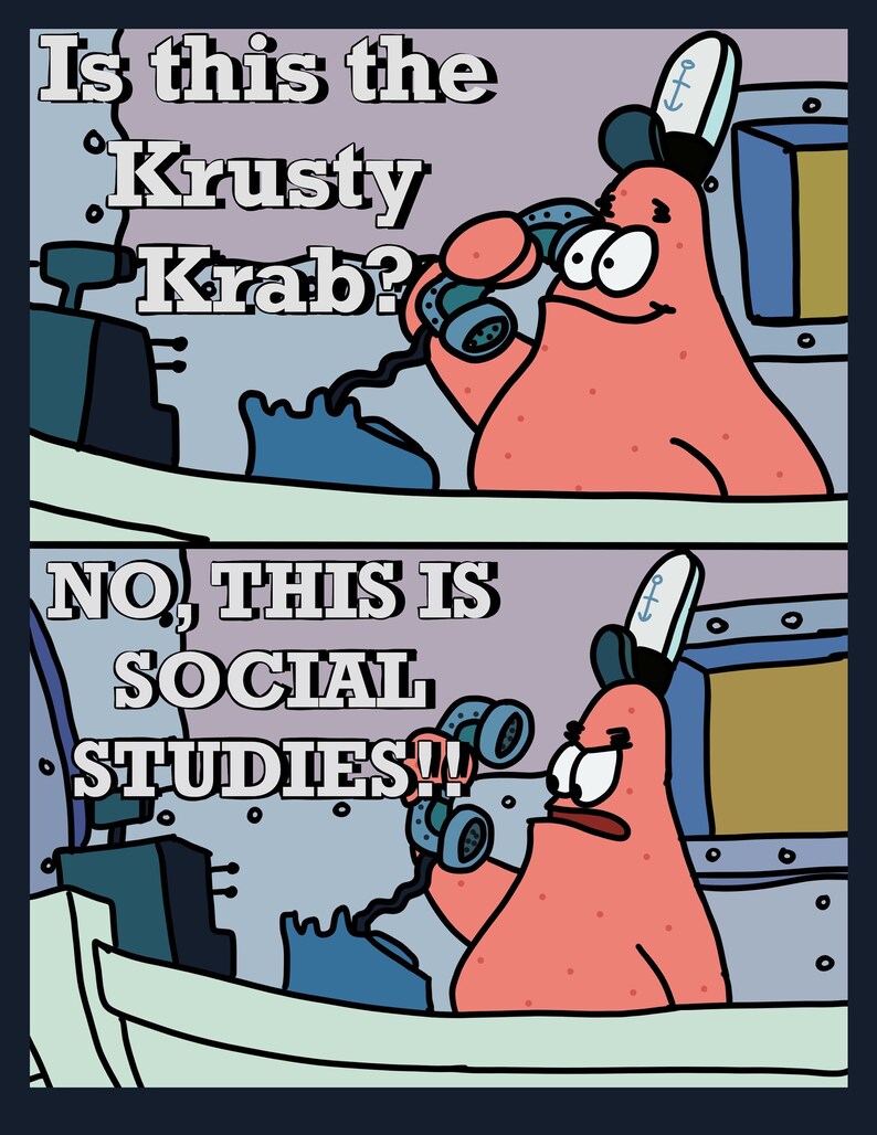 Funny Spongebob Social Studies Poster | Etsy New Zealand