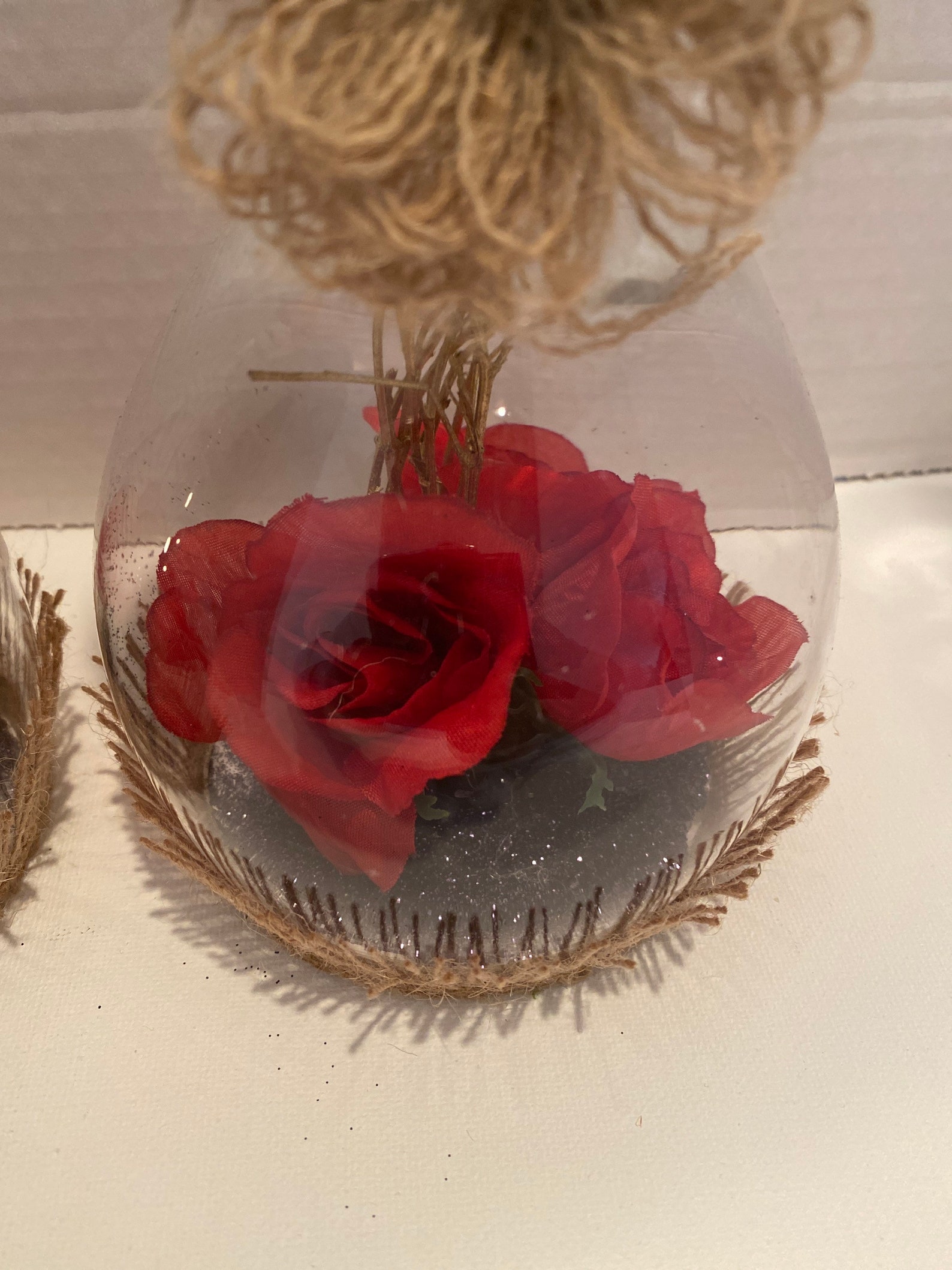 Upside Down Wine Glass With Roses Etsy