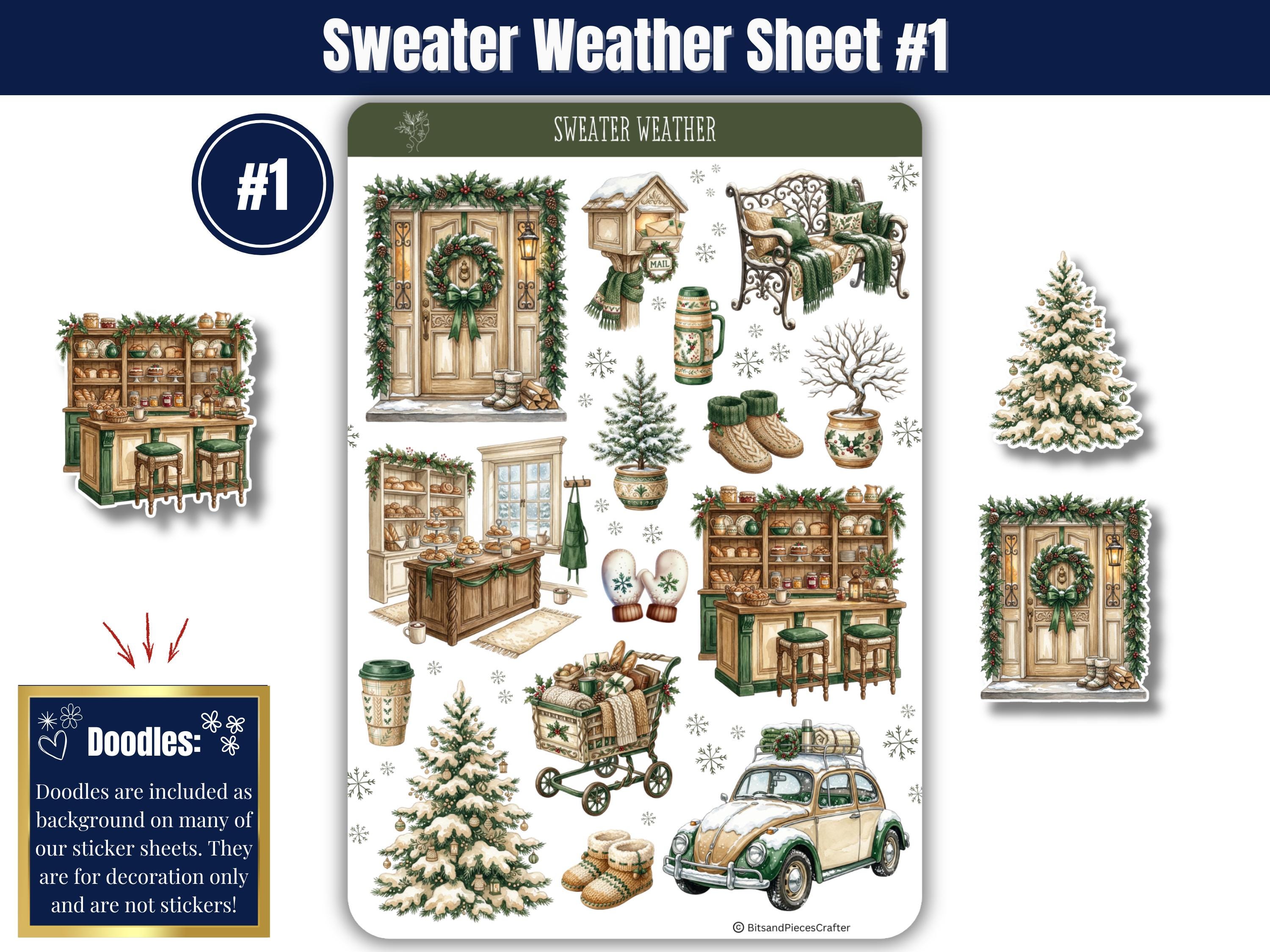 Sweater Weather Winter Sticker Sheets, Planner and Journal Stickers ...