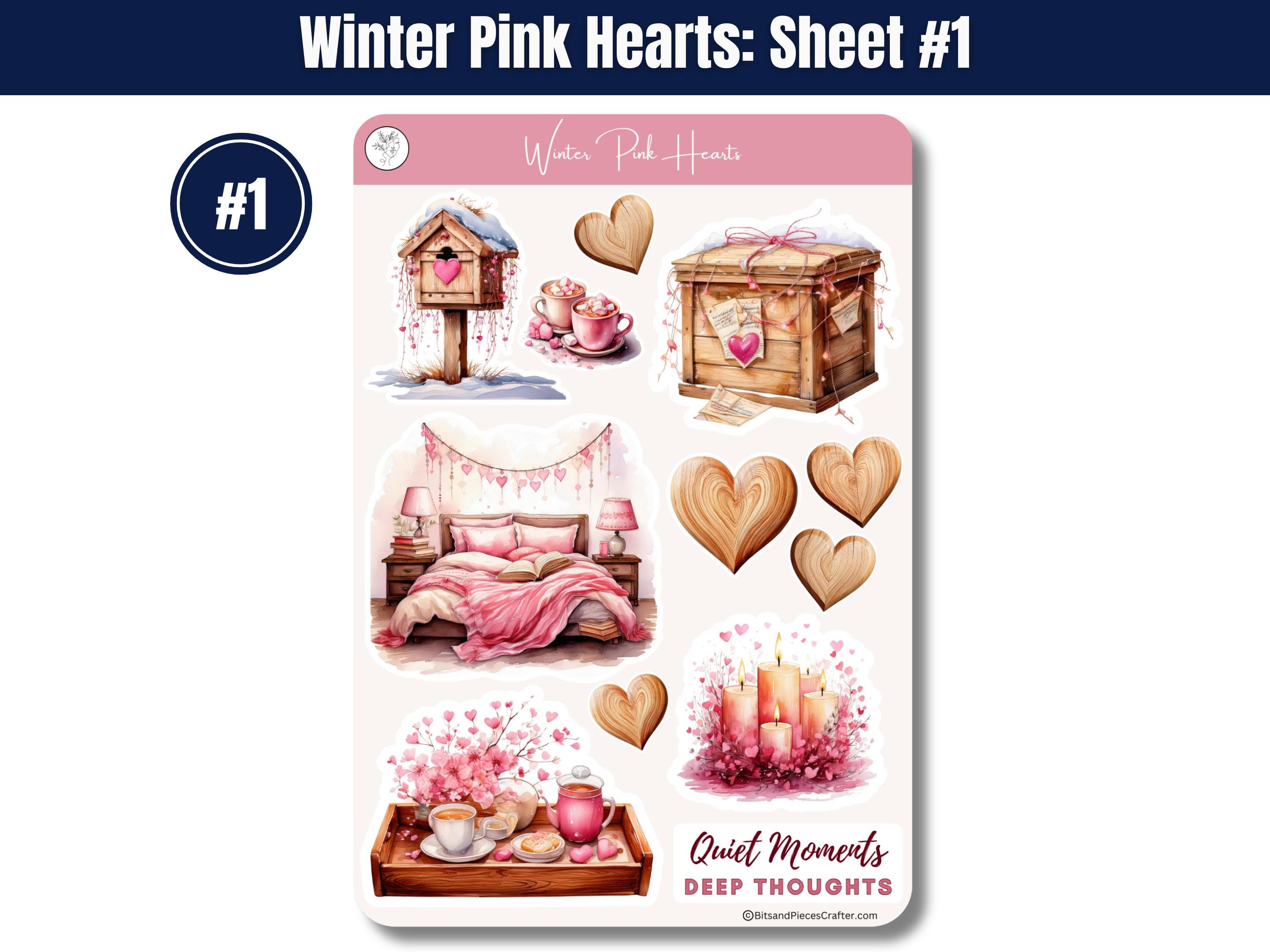Cozy Winter Sticker Set Pink & Cream Aesthetic, Planner Journal and ...