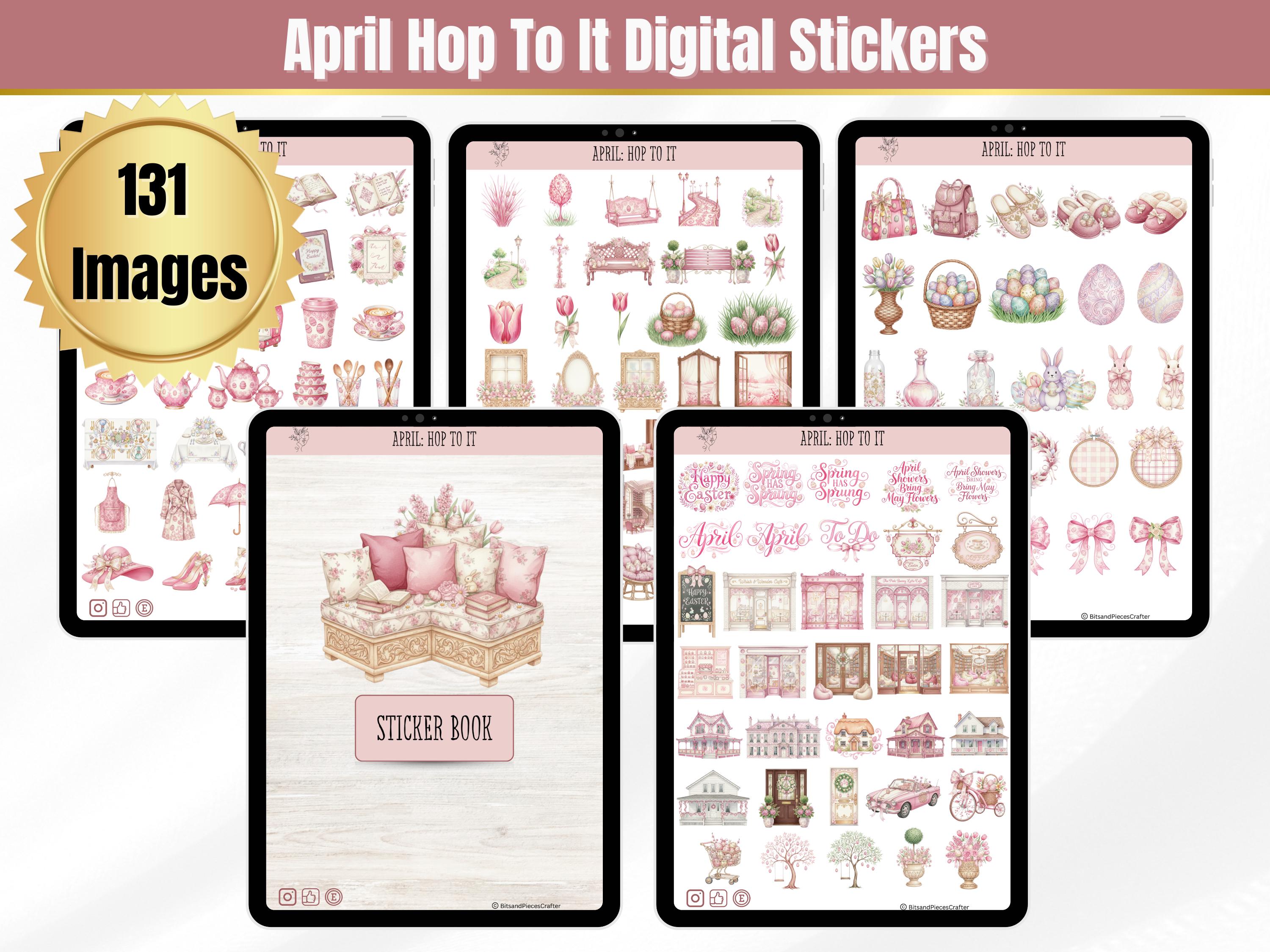 April Spring Aesthetic Digital Sticker Book, 131 Digital Stickers for ...