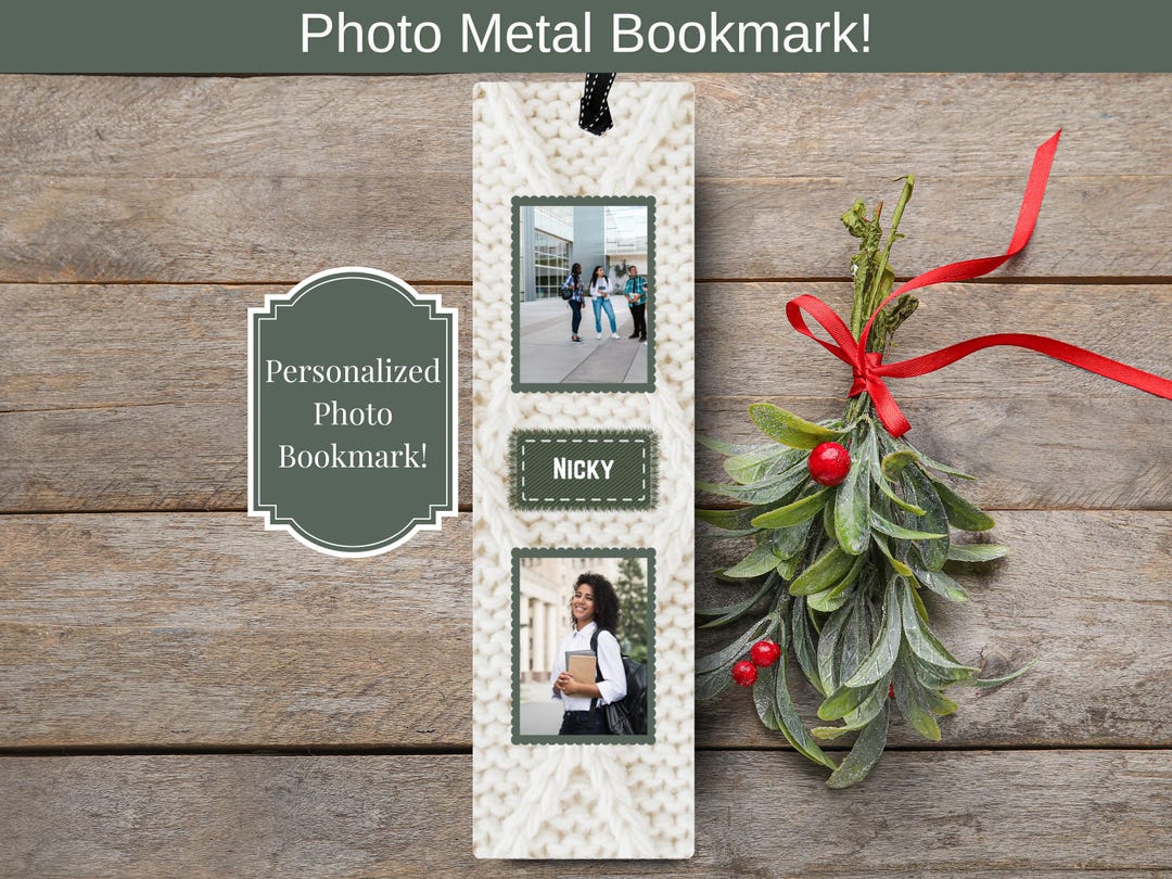 Custom 2 Photo Bookmark, Personalized Bookmark, Metal Photo Bookmark ...