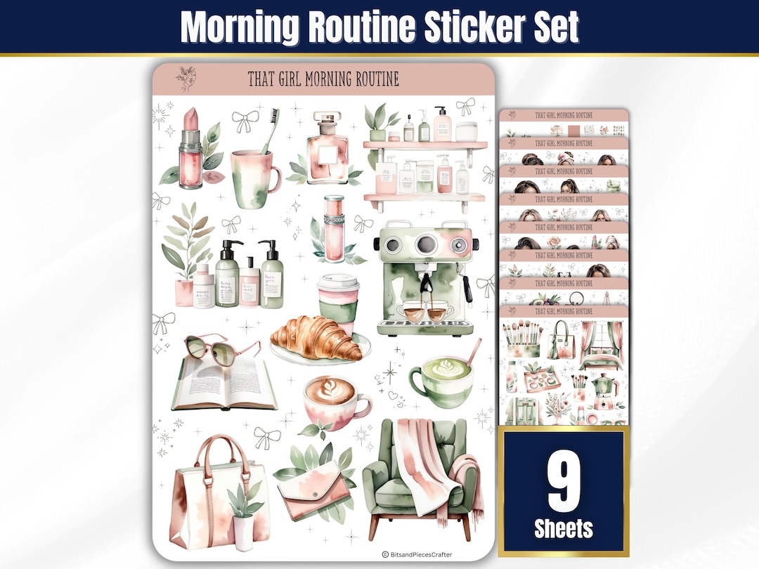 That Girl Morning Routine Sticker Sheets, Journal and Planner Stickers ...