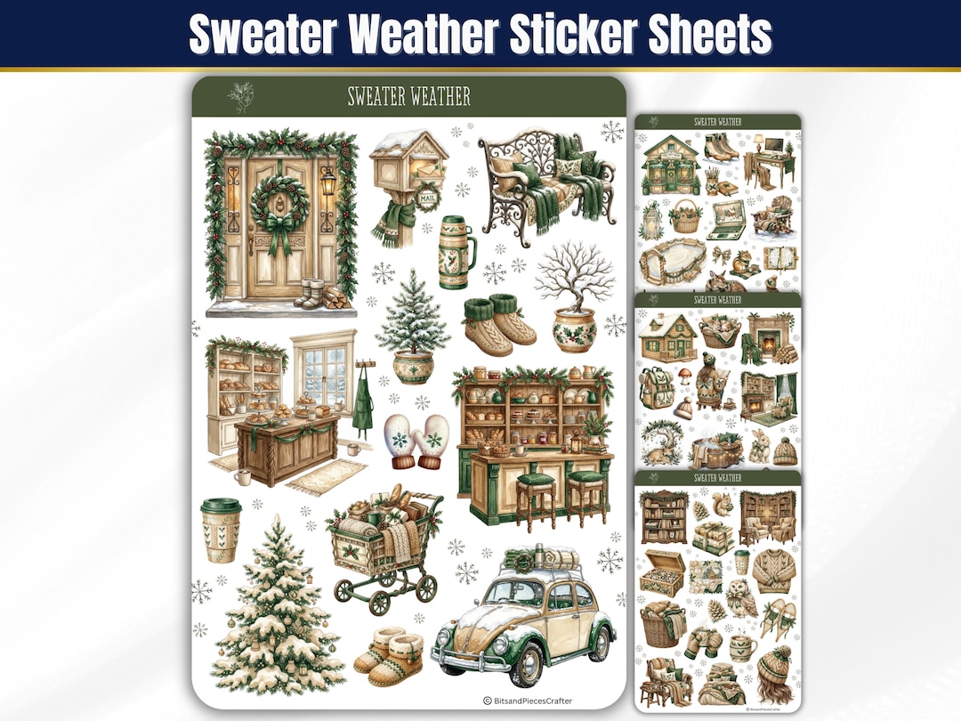 Sweater Weather Winter Sticker Sheets, Planner and Journal Stickers ...