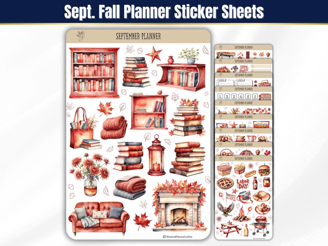 September Fall Planner Sticker Sheets, Cozy Fall Vibes Journaling ...