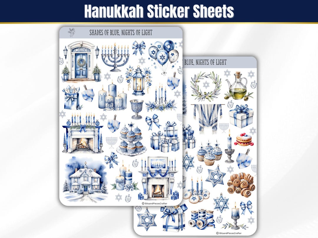 Hanukkah Sticker Sheets, Planner Stickers for Winter, Journal Stickers ...