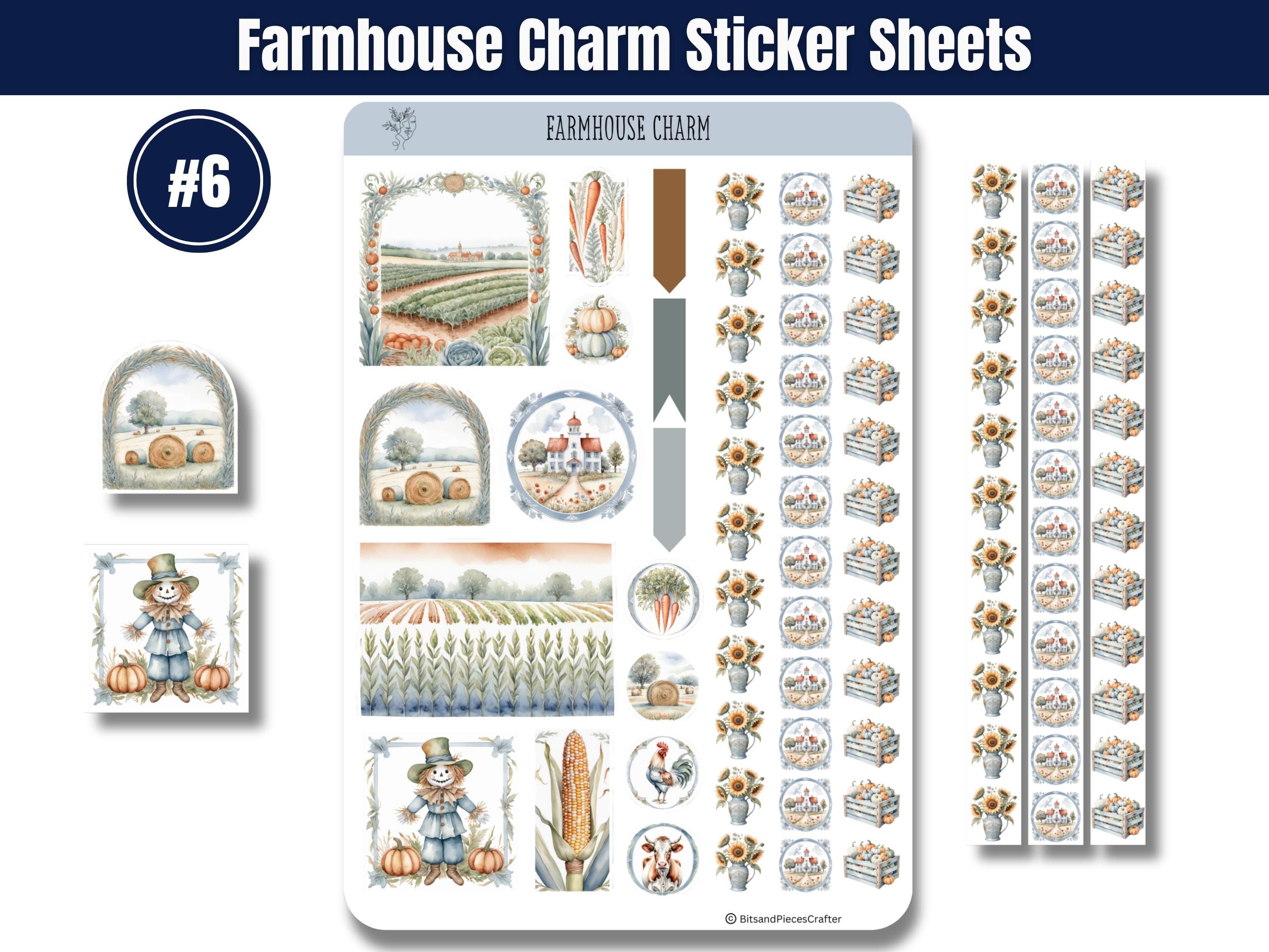 Farm House Charm Sticker Sheets, Fall Planner Stickers, Junk Journal ...