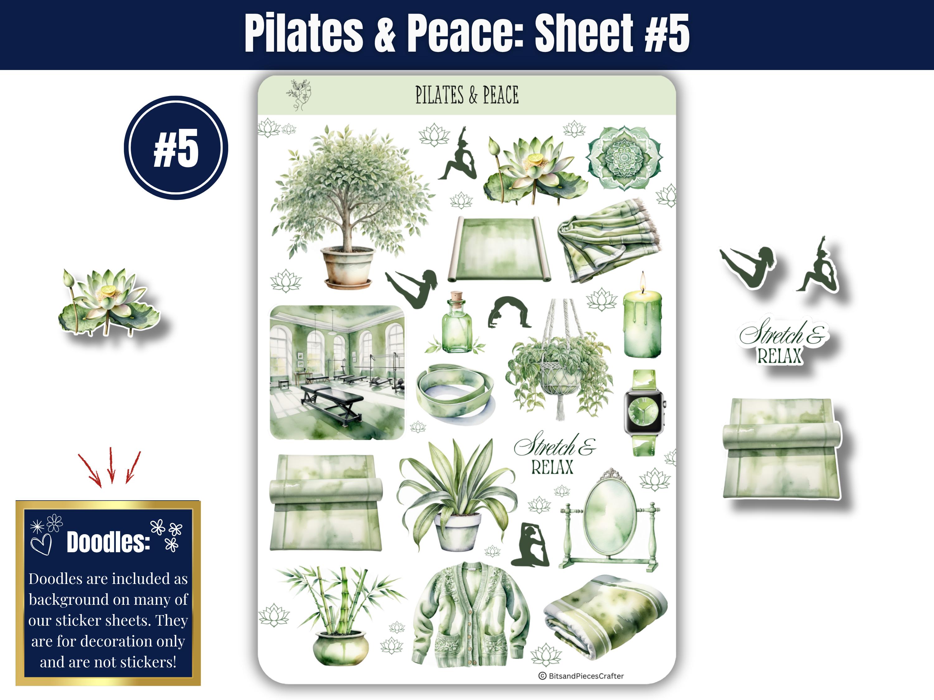 Pilates Sticker Sheets for Planner & Journal, Watercolor Fitness ...