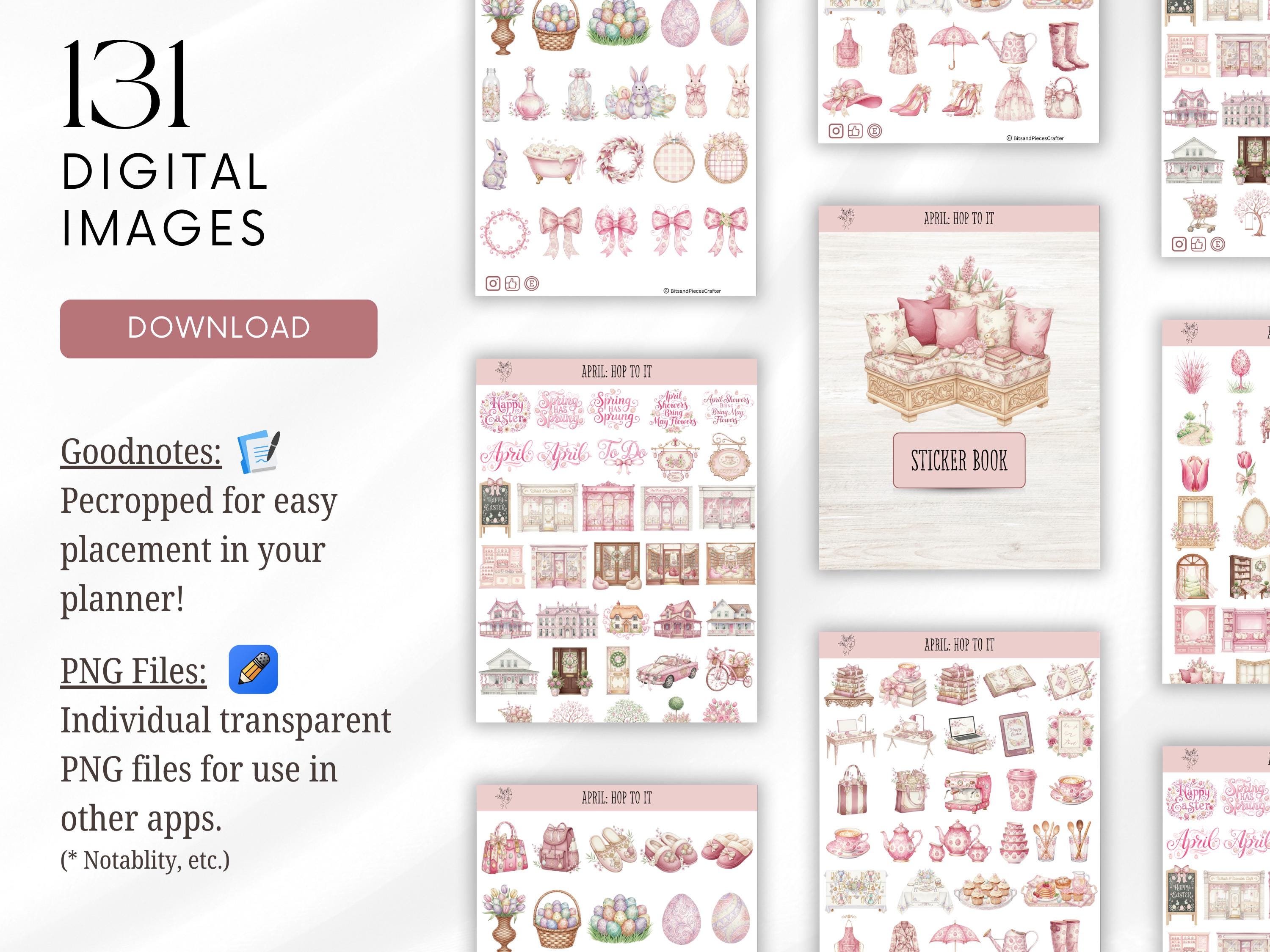 April Spring Aesthetic Digital Sticker Book, 131 Digital Stickers for ...