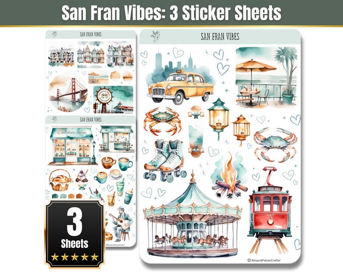 San Francisco Skyline Vinyl Sticker / SF California Sticker / Cool ...