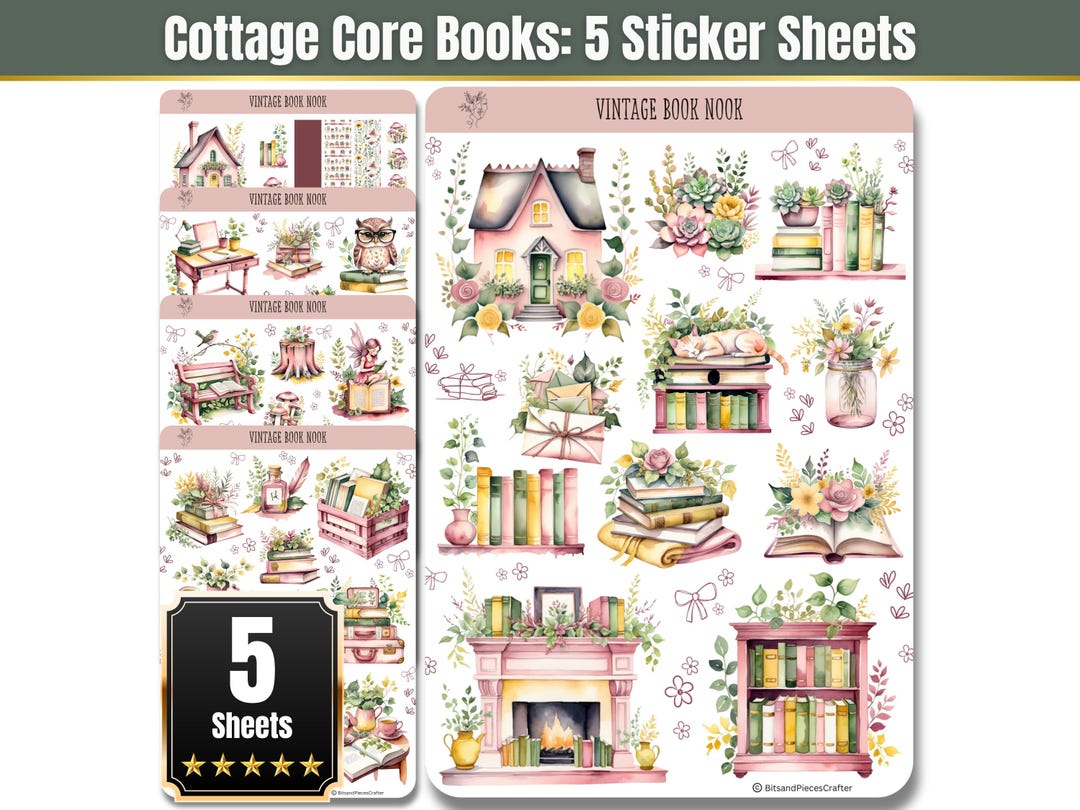 Cottage Core Sticker Sheets, Planner Stickers, BUJO Stickers, Cottage ...