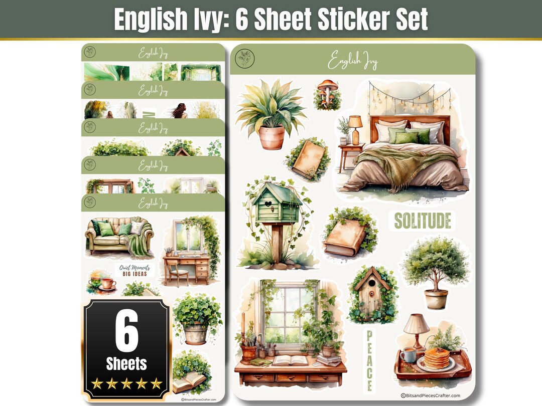 Spring Sticker Sheet Pack, English Ivy Stickers, Junk Journalling ...