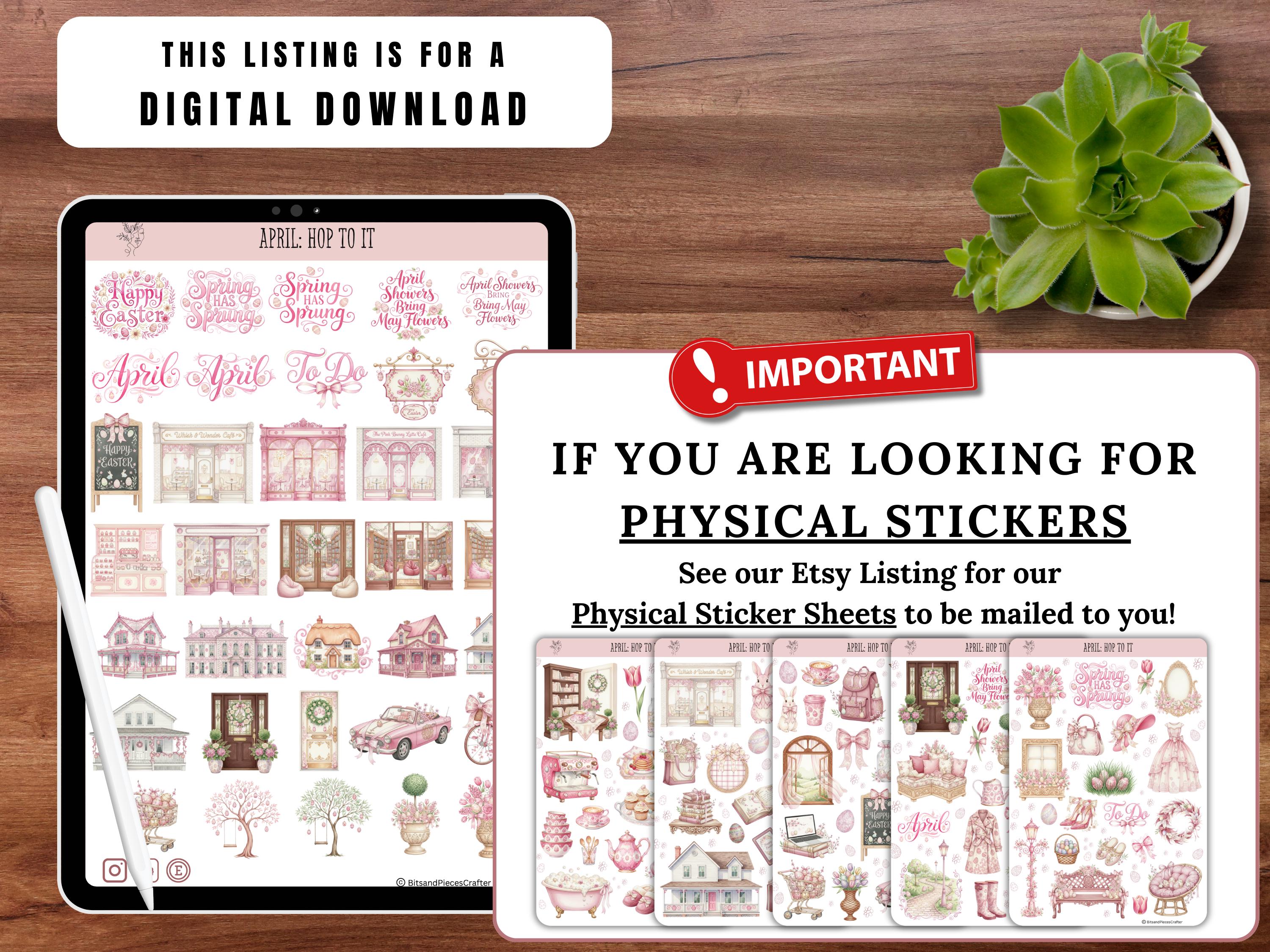 April Spring Aesthetic Digital Sticker Book, 131 Digital Stickers for ...