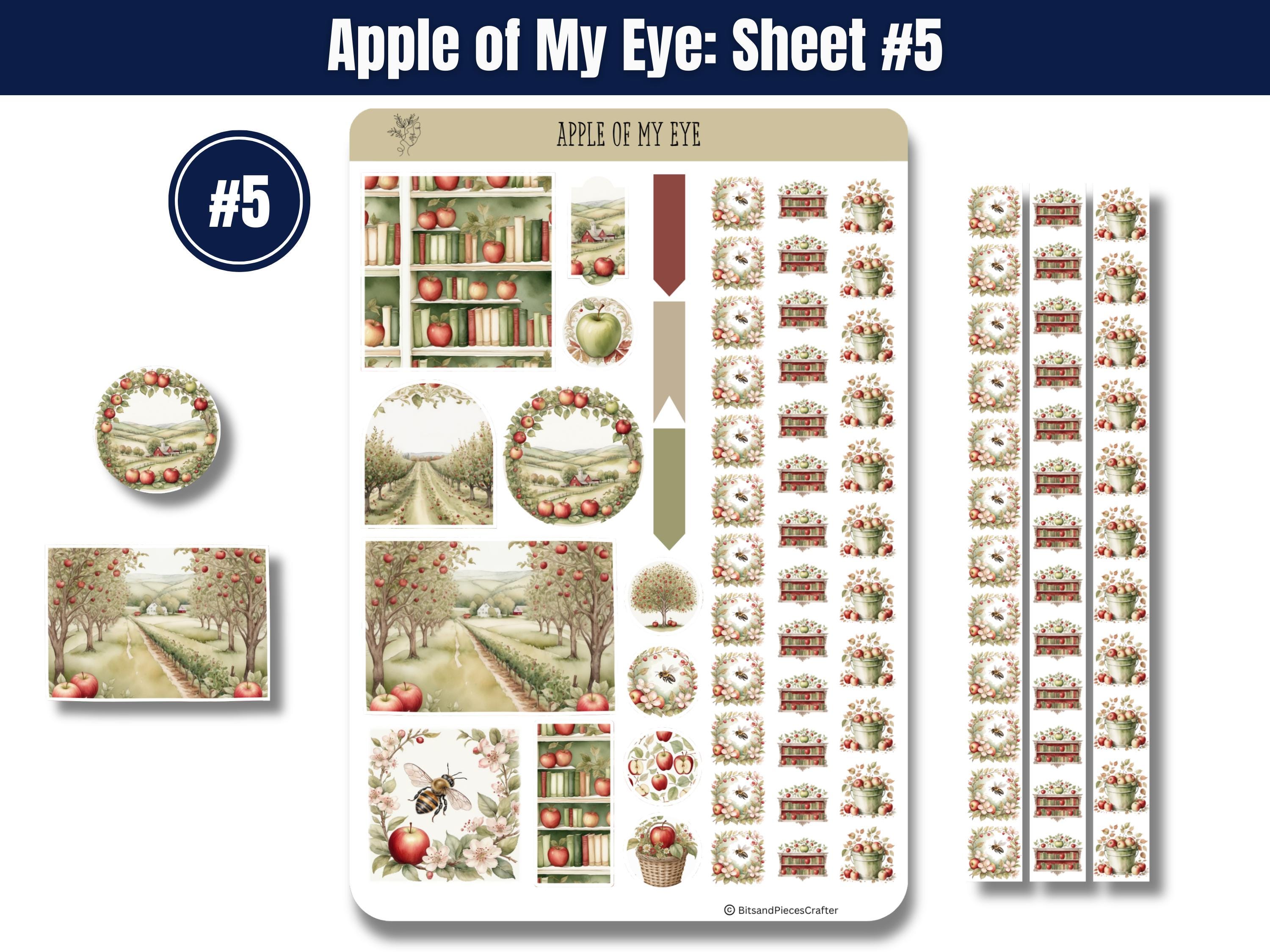 Apple Fall Harvest Sticker Sheets, Fall Planner Stickers, BUJO Stickers ...