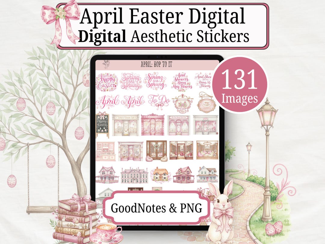 April Spring Aesthetic Digital Sticker Book, 131 Digital Stickers for ...