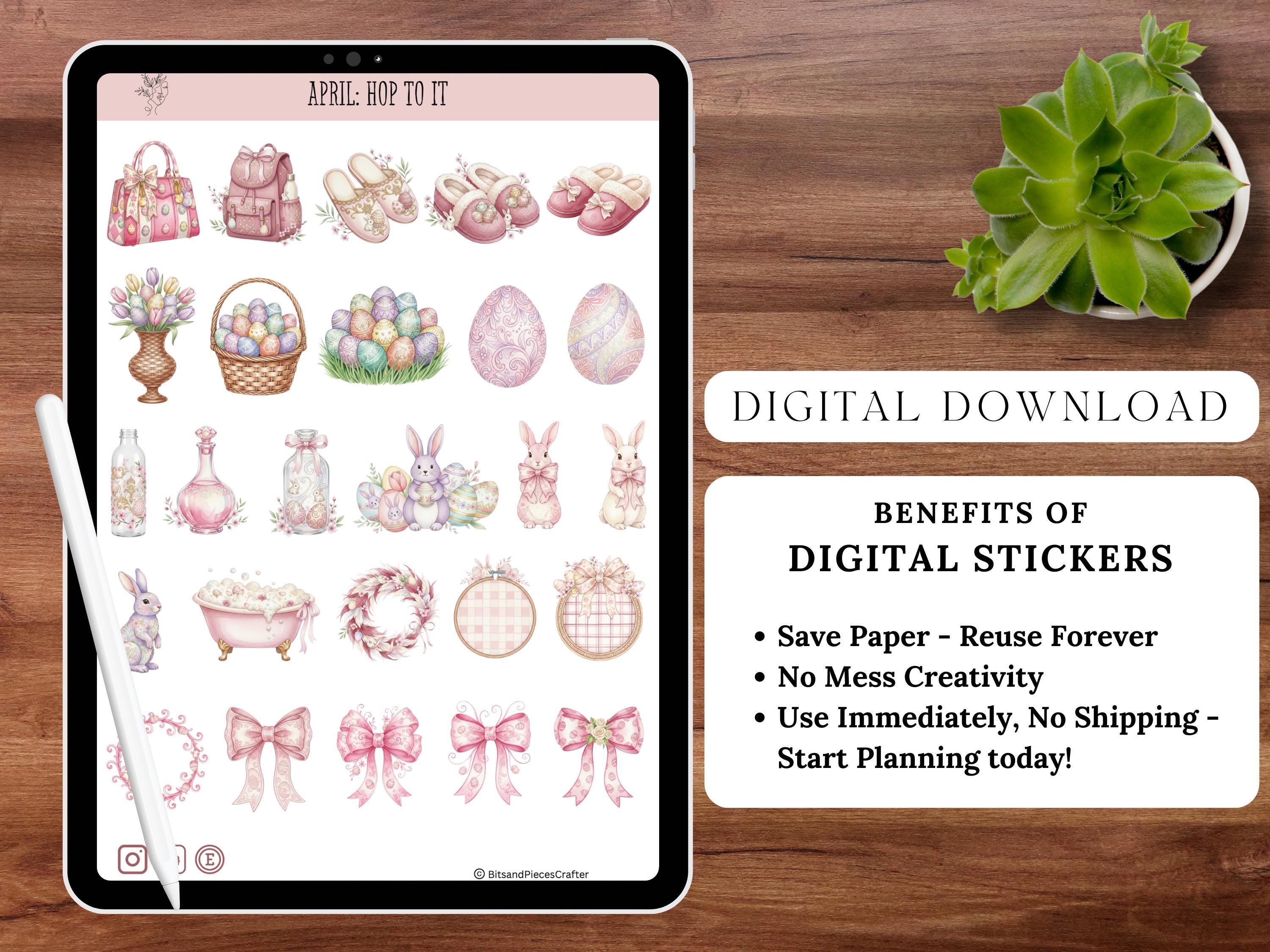April Spring Aesthetic Digital Sticker Book, 131 Digital Stickers for ...