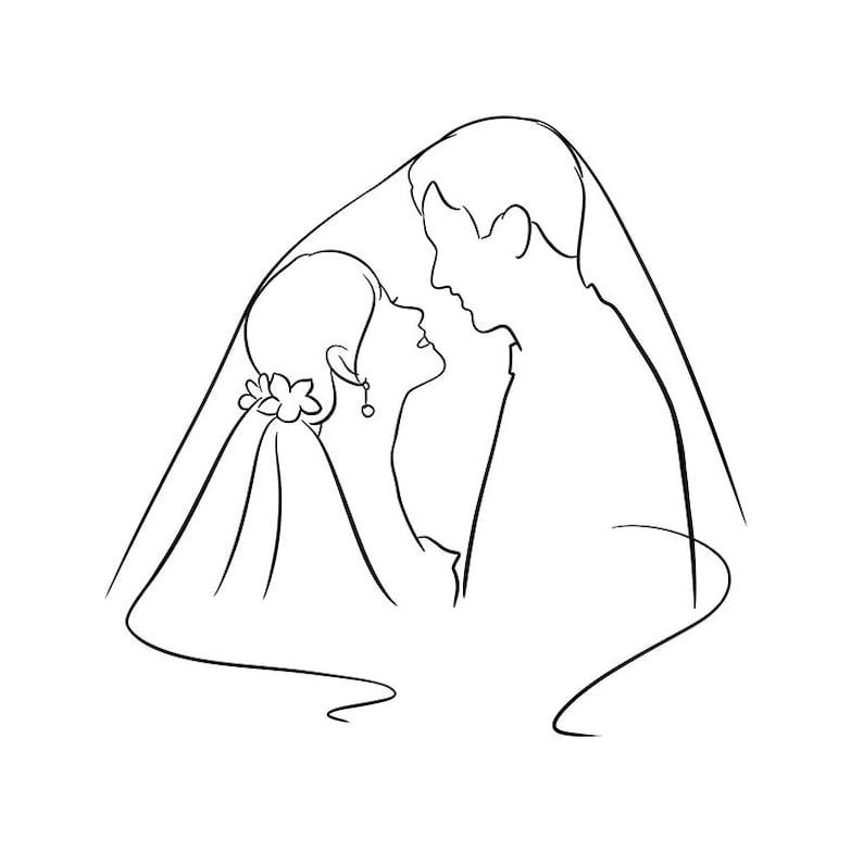 Customized Wedding Outline Drawing From Photo; Perfect for Wedding Logo ...