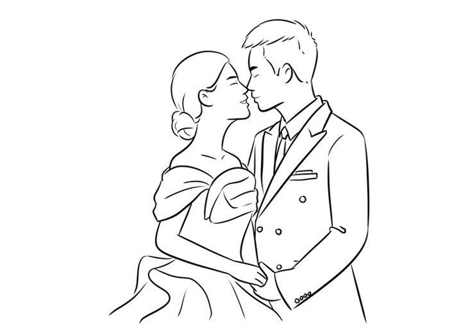 Customized Wedding Outline Drawing From Photo; Perfect for Wedding Logo ...