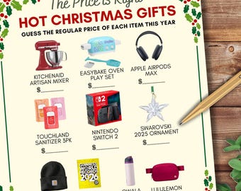 Christmas Dinner Guess Price Game Printable Virtual Xmas Day Quiz for ...