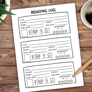 Reading Log Printable Journal Planner Book Tracker Reader Log Book Club ...
