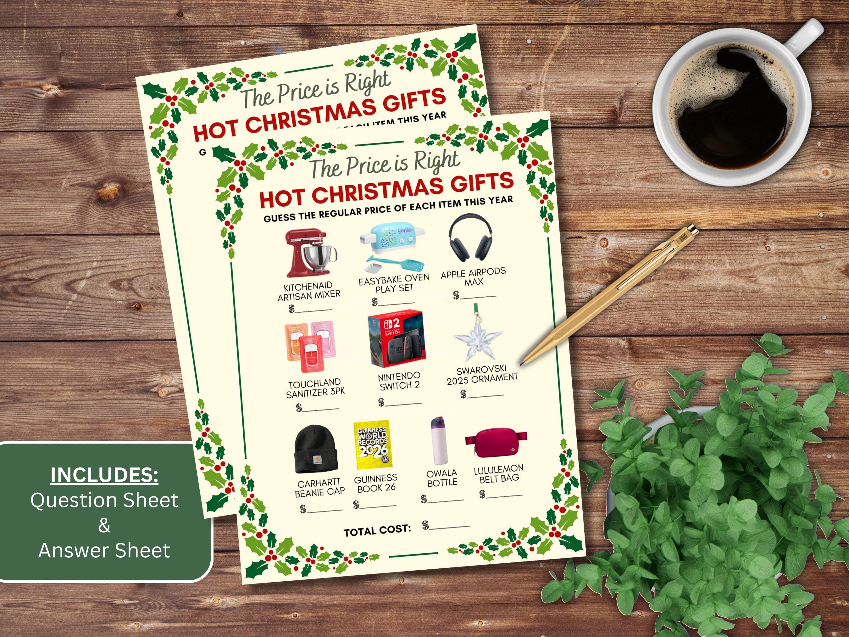 Hot Christmas Gifts Guess Price Game Printable Virtual Xmas Day Quiz ...