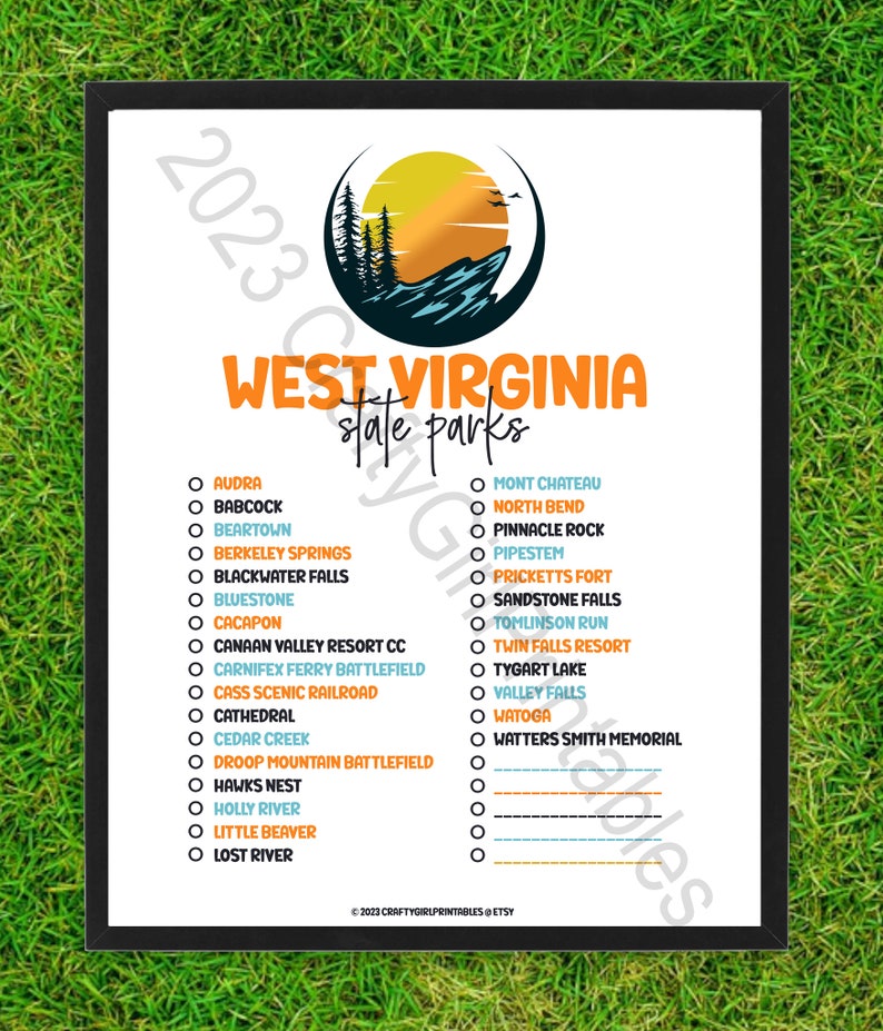 West Virginia State Parks Checklist PRINTABLE - Etsy