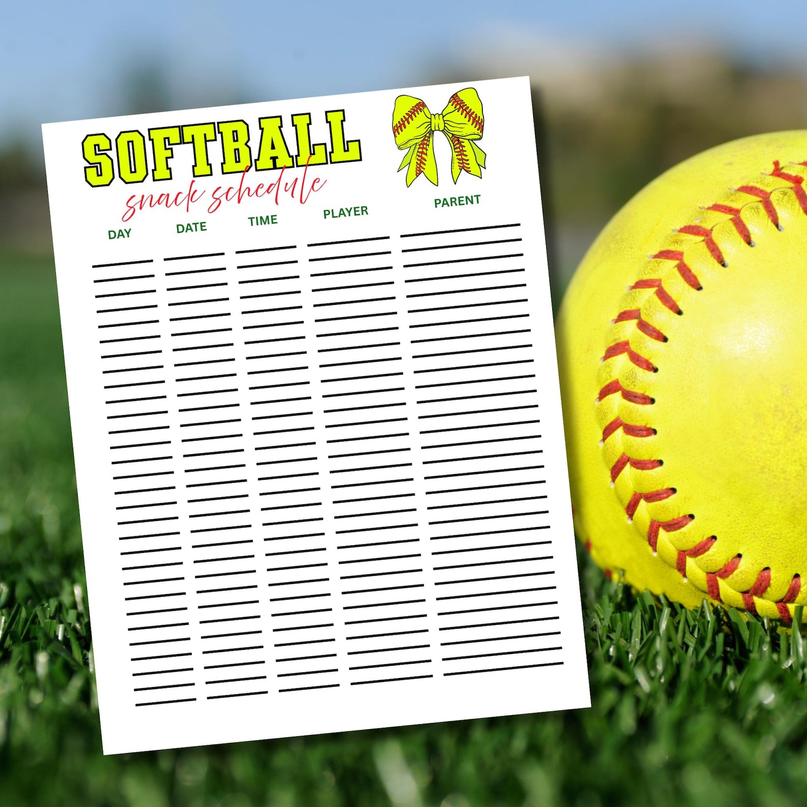 Softball Snack Schedule PRINTABLE | Softball Team Game Day Snack Sign ...