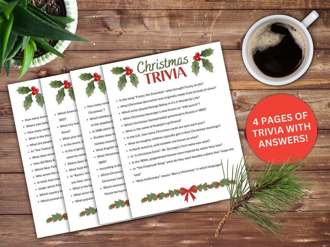 Christmas Game for Kids Printable Party Game | Xmas Trivia Digital ...