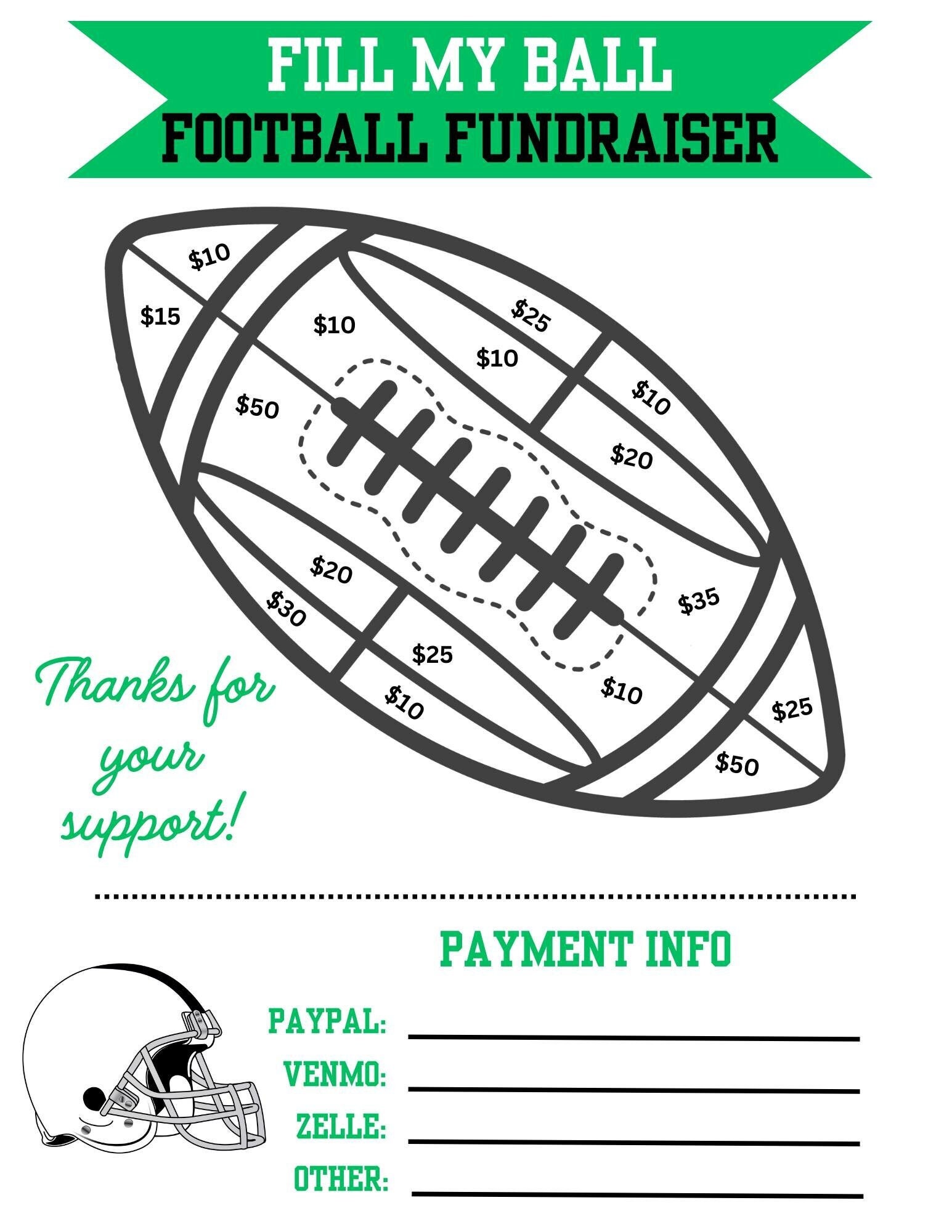 Fill My Football Fundraiser Football Pick a Date Black Out Board Color ...