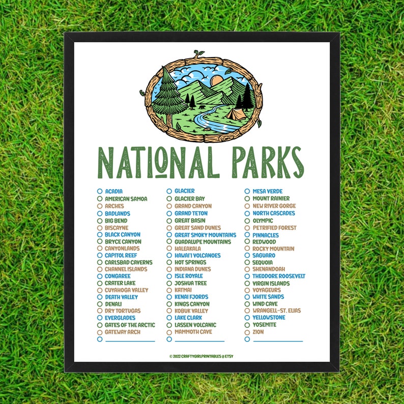 National Parks Checklist PRINTABLE | National Parks Travel Bucket List ...
