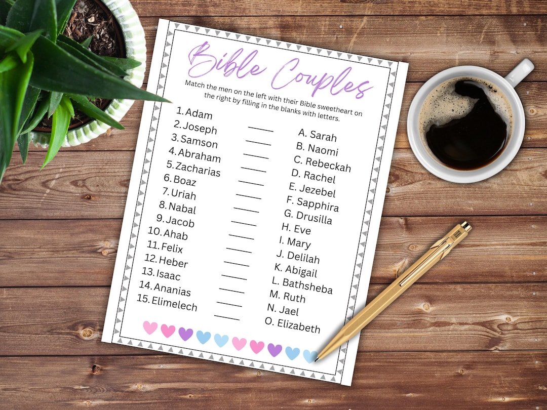 Bible Couples Matching Game Printable Christian Party Games Church ...