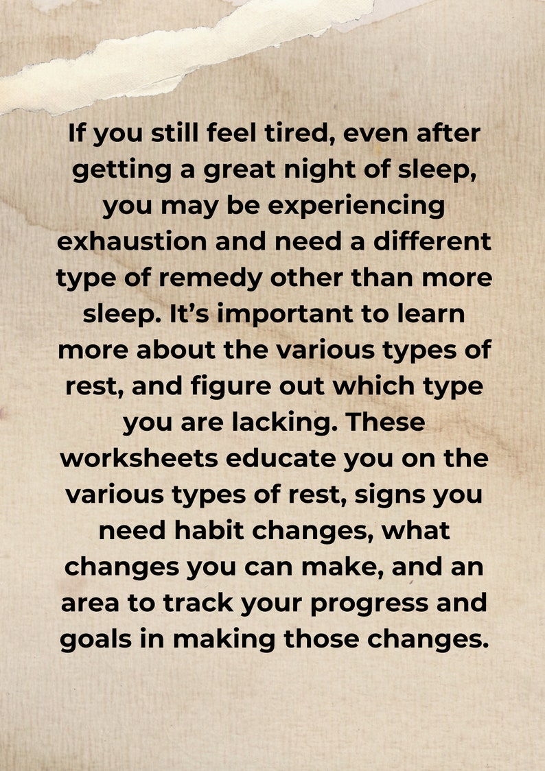 7 Types of Rest Self-care Workbook PRINTABLE | Mental Health and ...