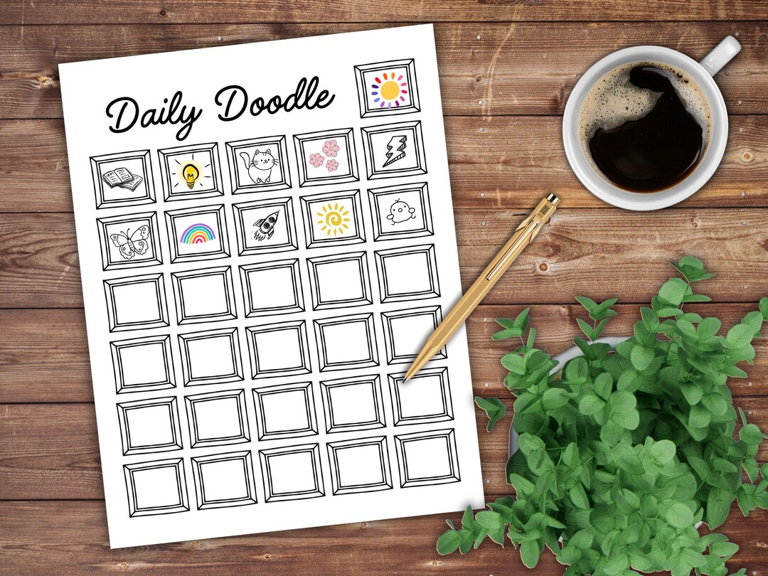 Daily Doodle Frame Printable Journal Planner Page Drawing Page Doodle ...