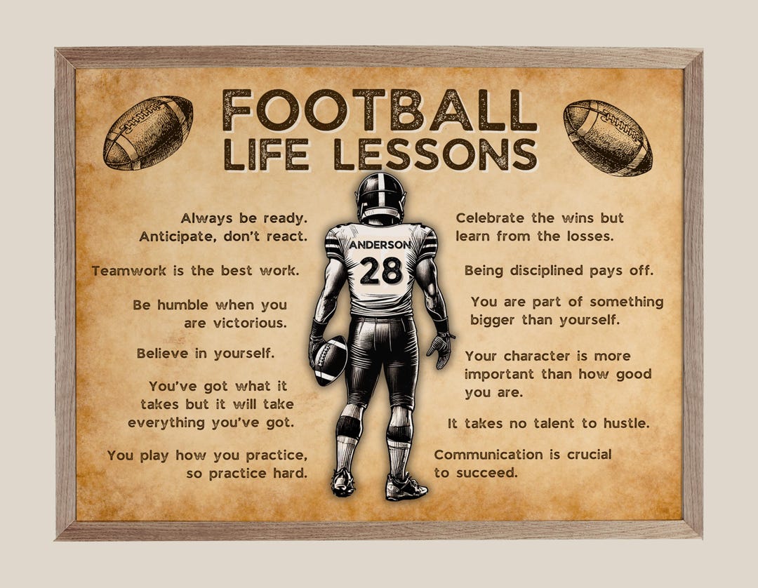 Football Life Lessons Poster PRINTABLE Personalized Football Player ...