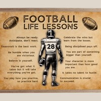 Football Life Lessons DIGITAL FILE Motivational Sports Poster Team Gift ...