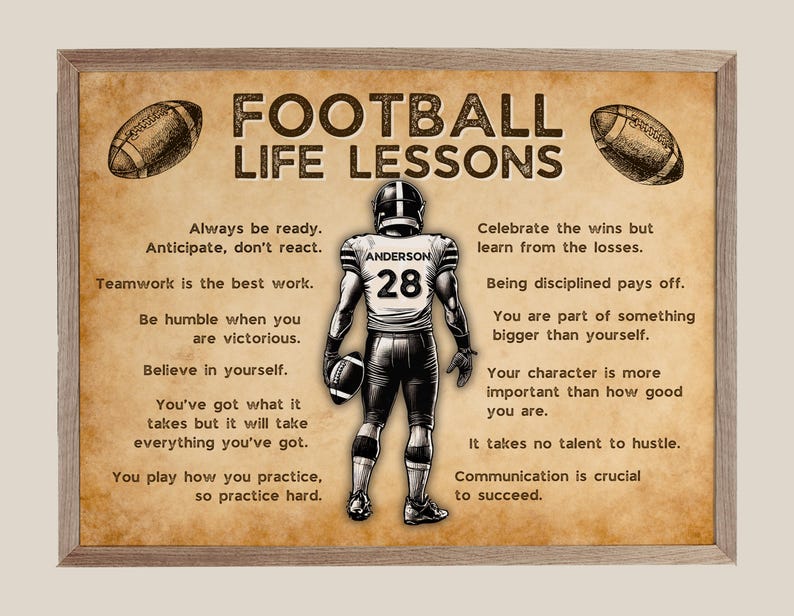 Football Life Lessons Poster PRINTABLE Personalized Football Player ...