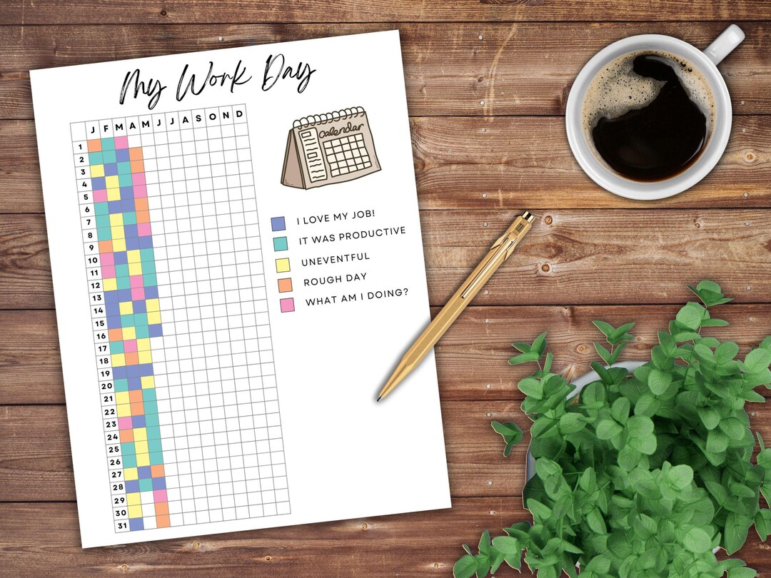 My Work Day How Was Work Tracker Printable Journal Planner Page Yearly ...