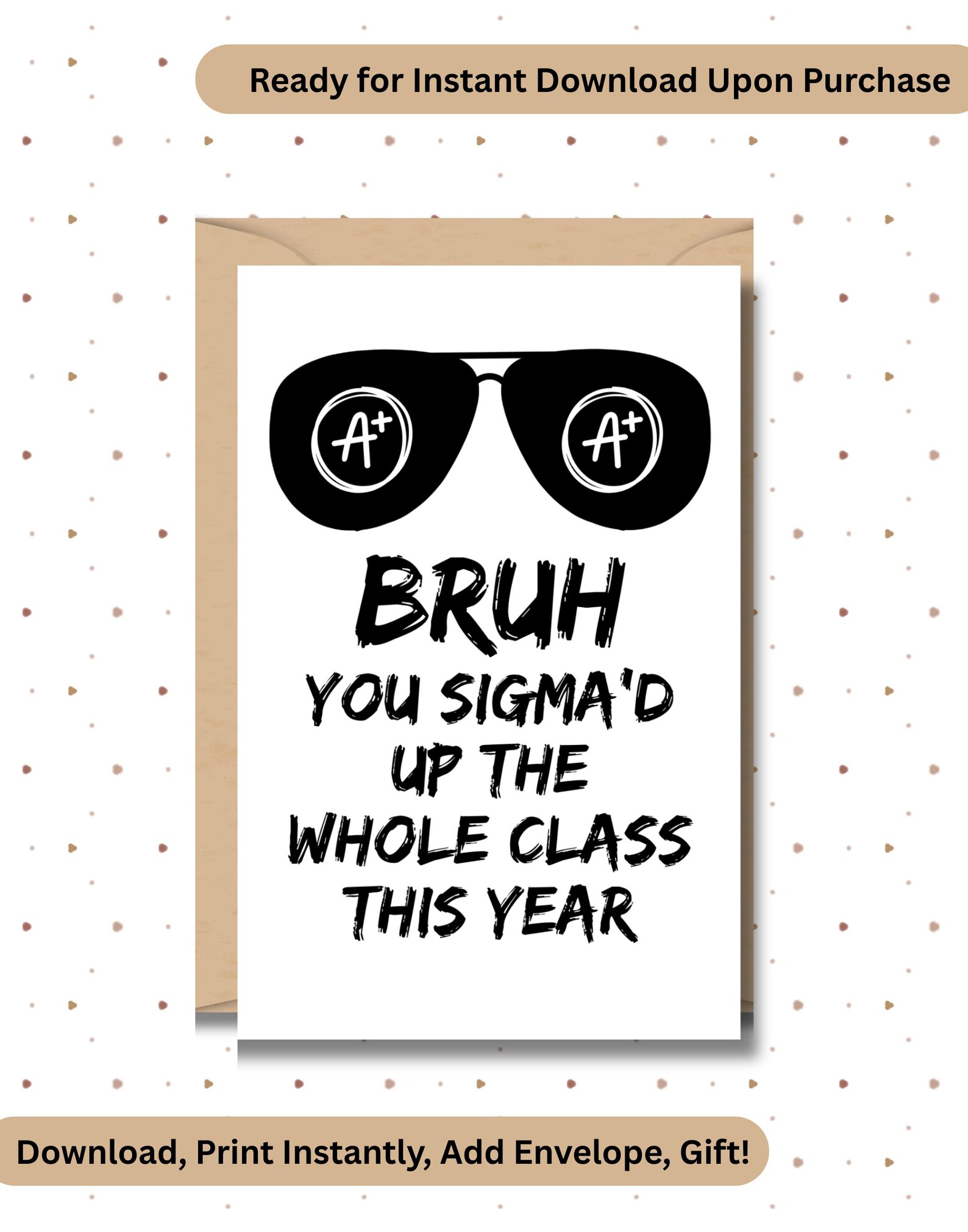 Teacher Appreciation Card PRINTABLE Bruh You Sigma | Funny Kids Tween ...