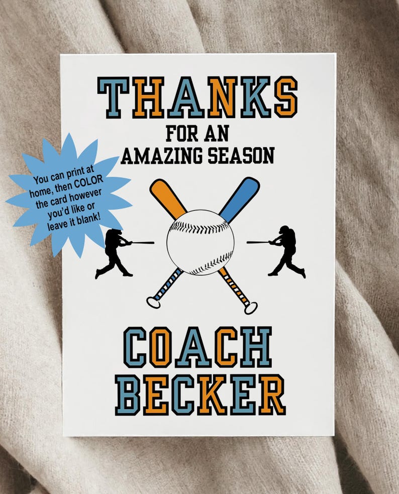 Merci Coach Card à colorier à imprimer | PERSONNALISÉE Merci carte d ...