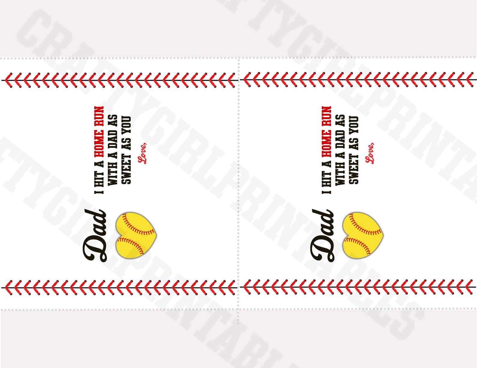 Softball Dad Father's Day Gift From Player Daughter PRINTABLE ...