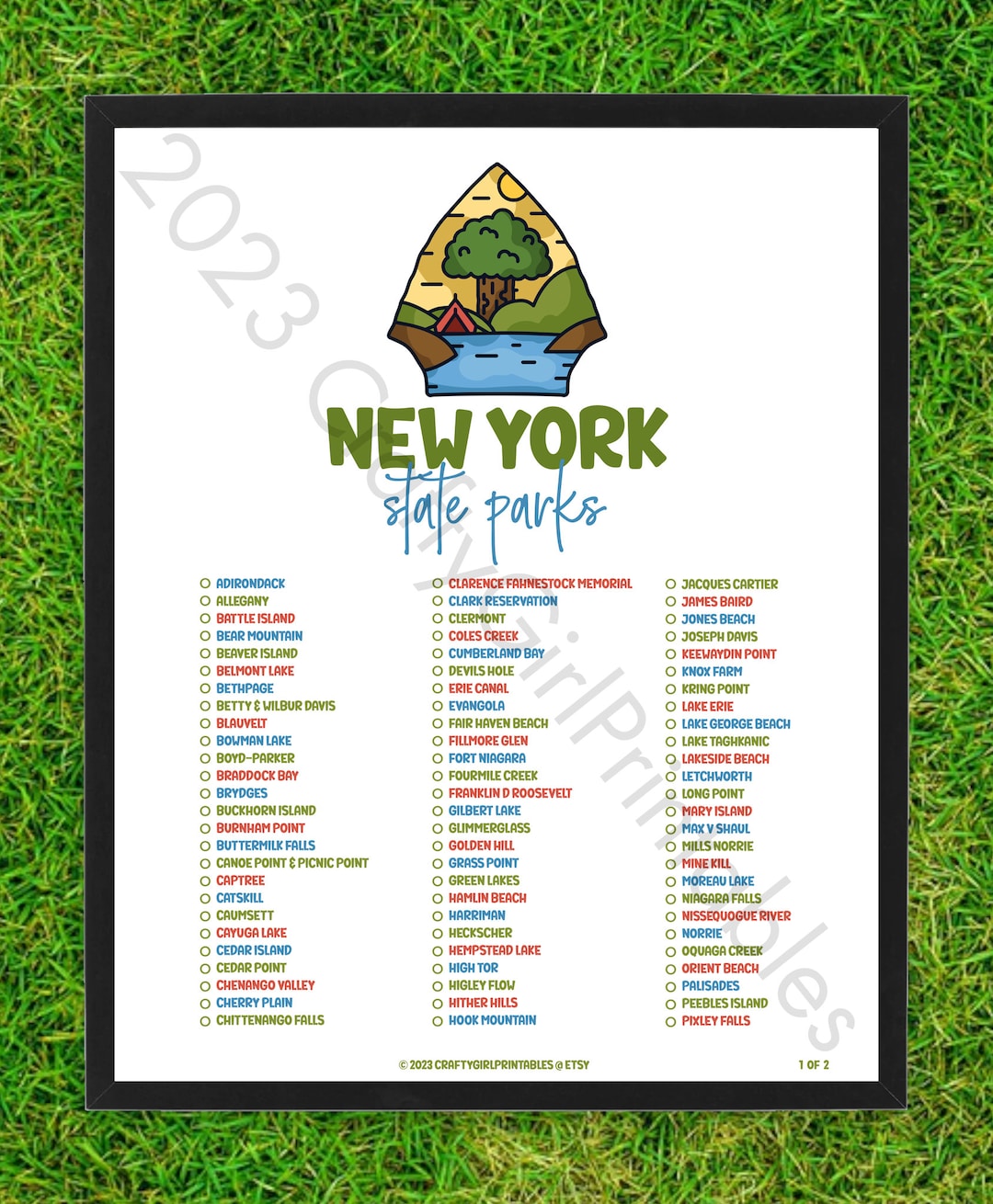 New York State Parks Checklist PRINTABLE 16x20 Explore NY Adventure ...