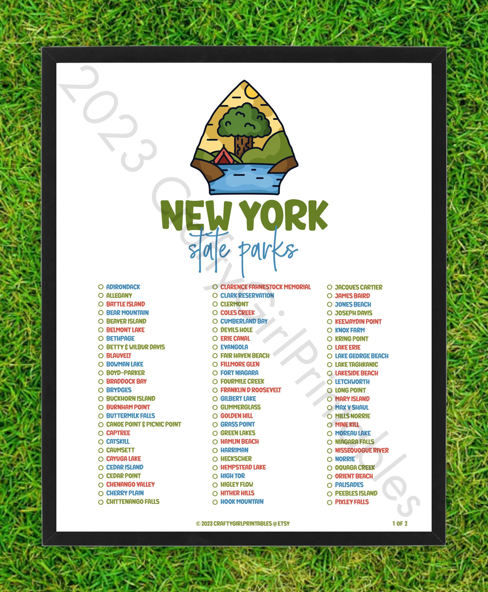 New York State Parks Checklist PRINTABLE 16x20 Explore NY Adventure ...