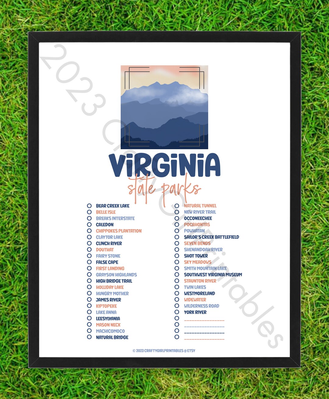 Virginia State Parks Checklist PRINTABLE 16x20 - Etsy