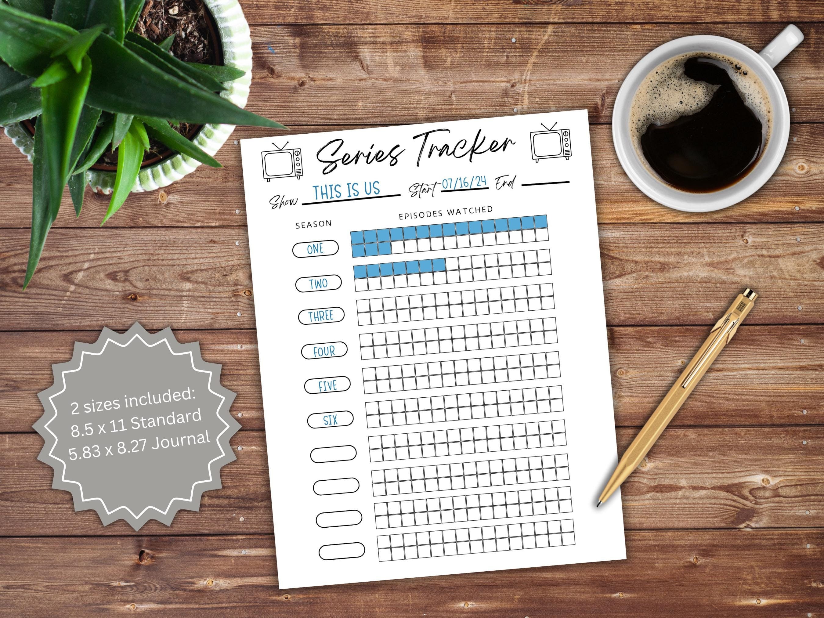 TV Series Tracker Log Printable Journal Page Planner Television Show ...