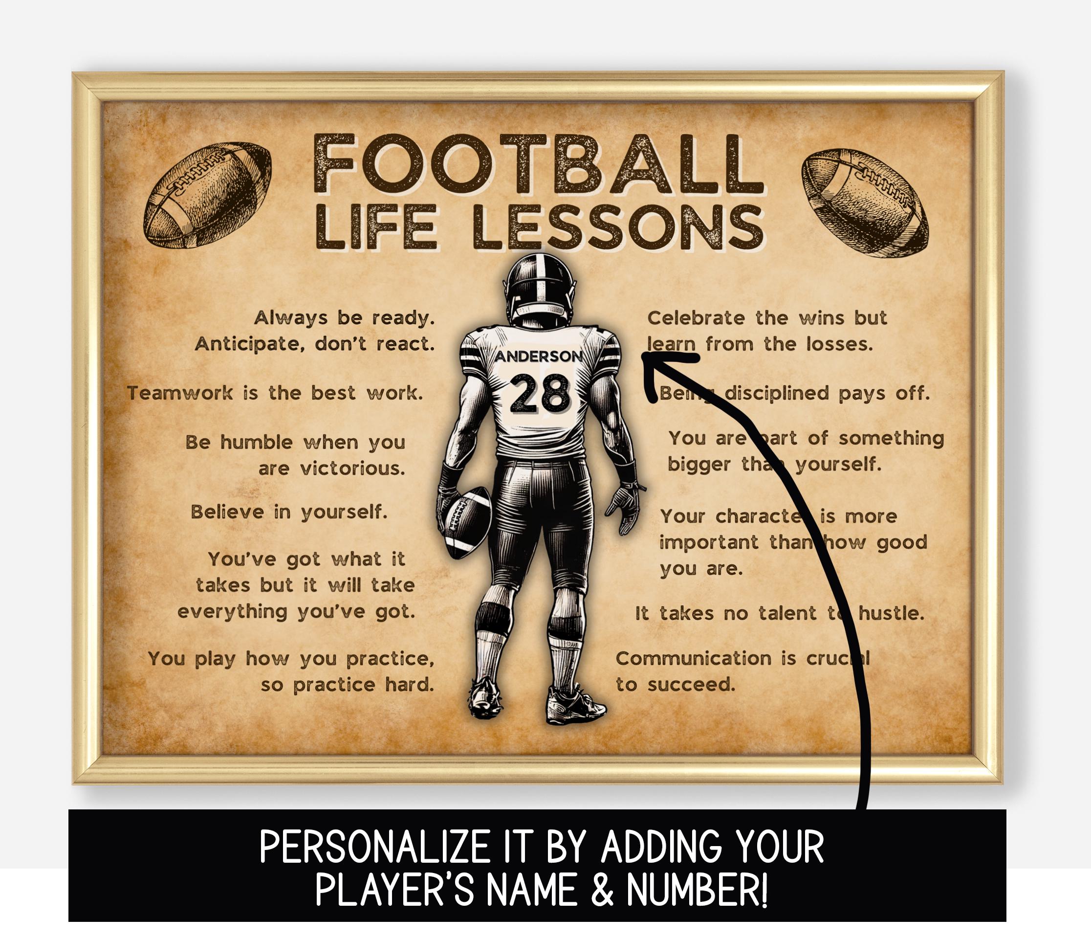 Football Life Lessons Poster PRINTABLE Personalized Football Player ...