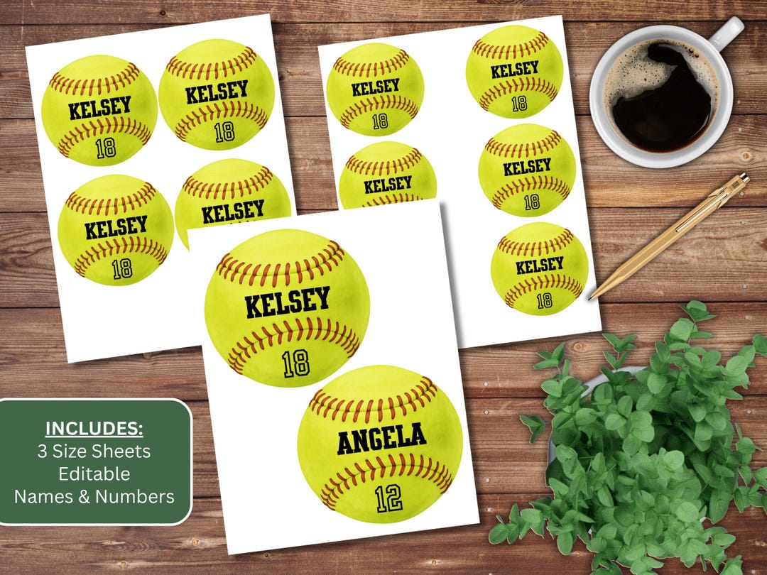 Softball Tags Editable Names Numbers Colors, 3 Sizes Included, DIY ...