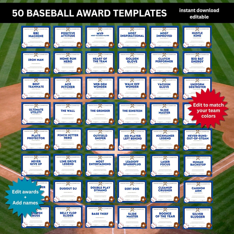 Editable Baseball Award Certificates Printable , Baseball Team Awards ...
